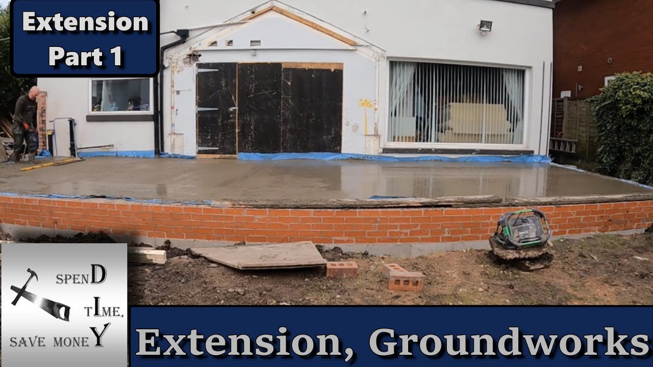 House extension groundworks. Footings, foundations and concrete floor ...