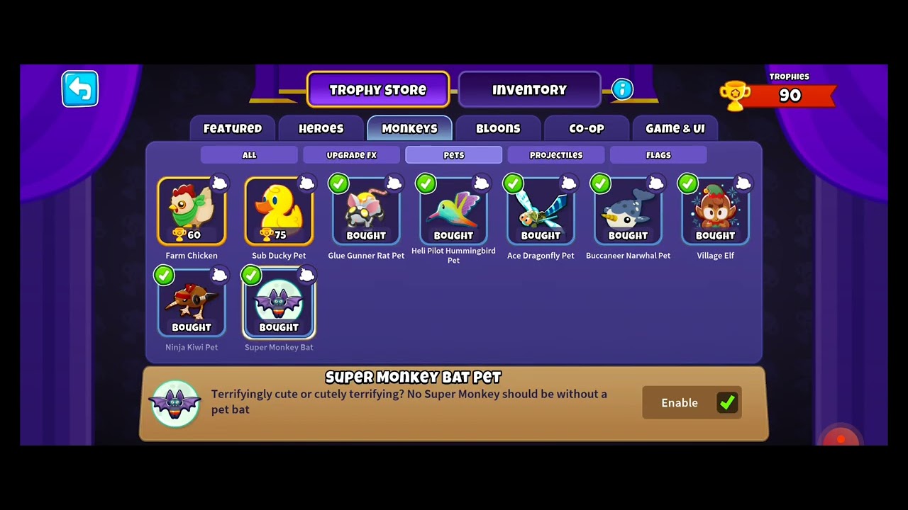 BTD6: Buying Super Monkey BAT pet, 2-13-23 - YouTube