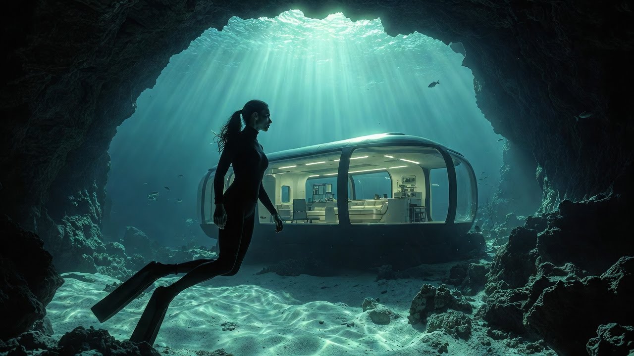 Secret Modern Habitat Built Deep Inside a Glowing Underwater Cave ...