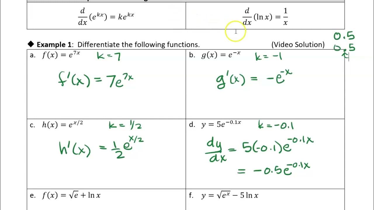 8.0iii Exponential and Logarithmic Derivatives: Example 1 - YouTube