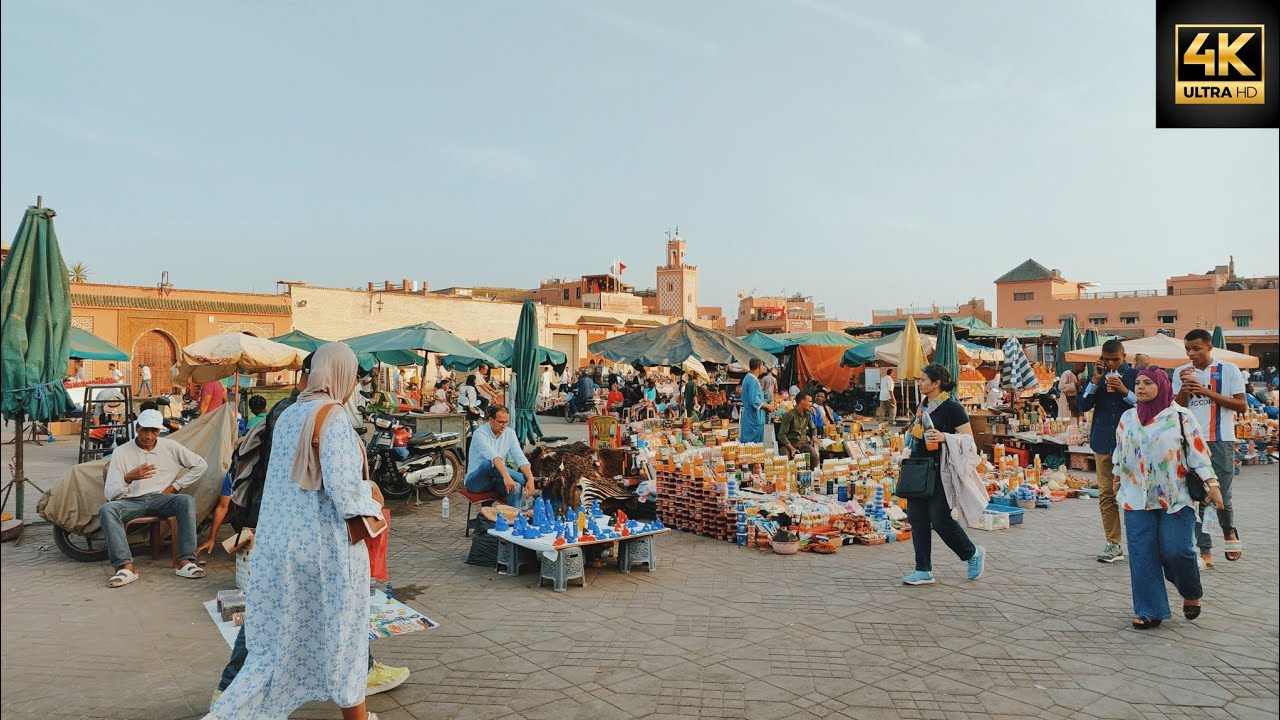 Marrakech Walking Tour After Earthquake 4K ULTRA HD - YouTube