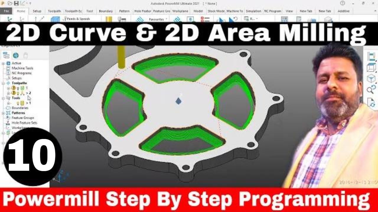 Powermill 2023 2d Curve Profile Powermill 2d Area Milling Powermill 2023 Tutorial Youtube
