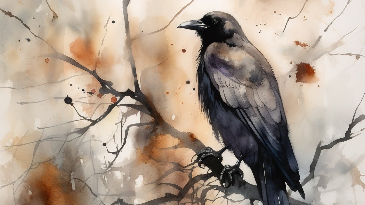 How to draw and paint in watercolor / Spooky Crow - YouTube