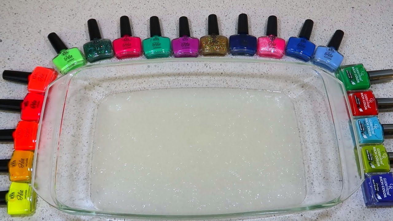 Mixing Nail Polish into Slime- Satisfying Slime Video - YouTube