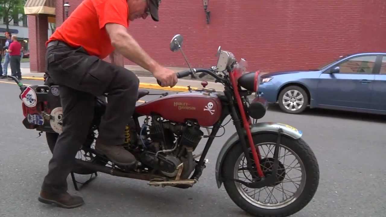 2012 Motorcycle Cannonball: #2 Erik Dunk Kick Starts 1929 Harley ...