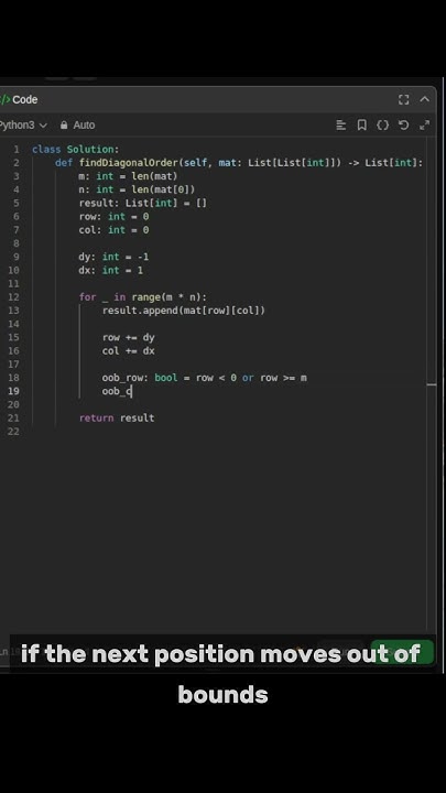 Random Code Everyday #5 (LC #498) #leetcode #codingbat #python - YouTube
