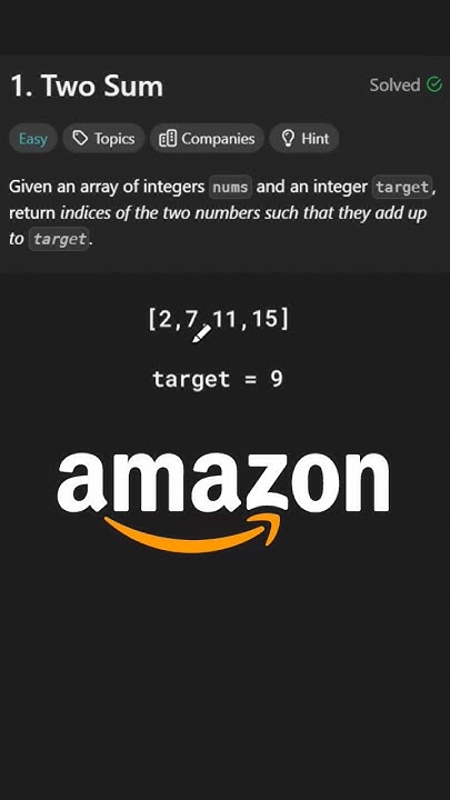 Amazon - Two Sum - Leetcode 1 - YouTube