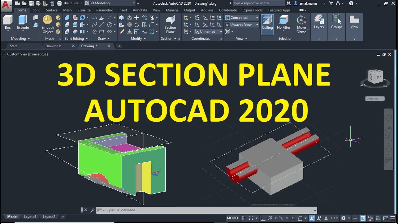 شرح امر SECTION PLANE 3D MODELING IN AUTOCAD 2020 - YouTube