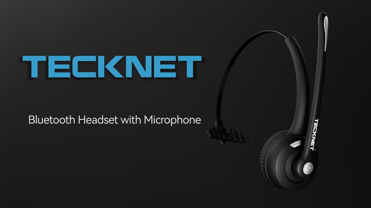 TECKNET Bluetooth Headset with Noise Cancelling Microphone, Mute ...