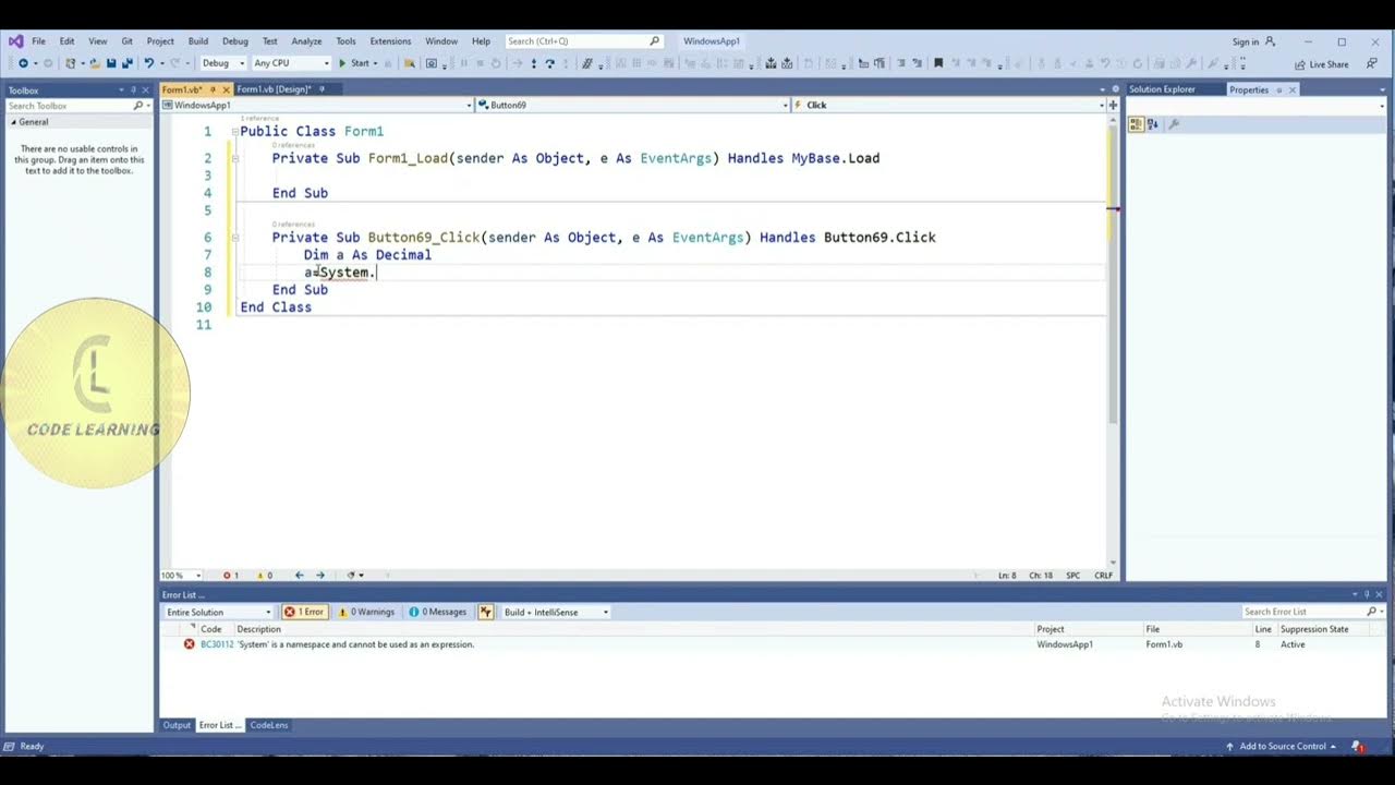 VB.NET | decimal functions 'Ceiling()' | CodeLearning - YouTube