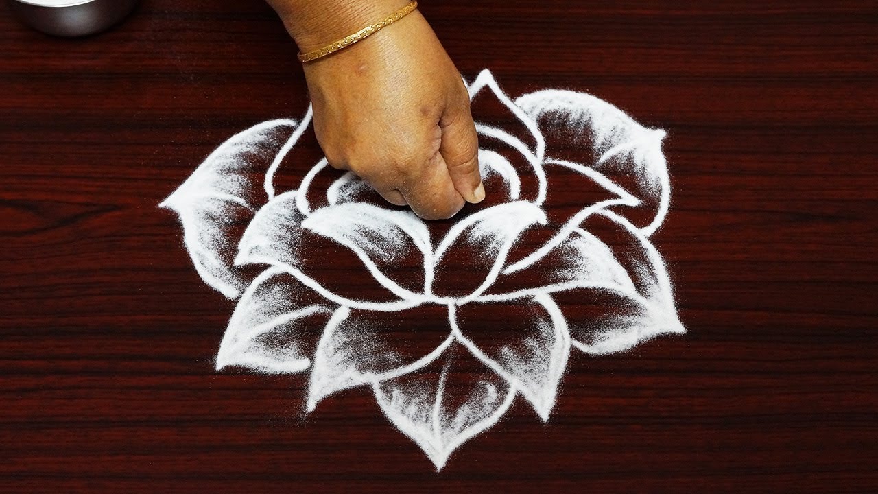 freehand flower rangoli designs with out colours - kolam without dots ...