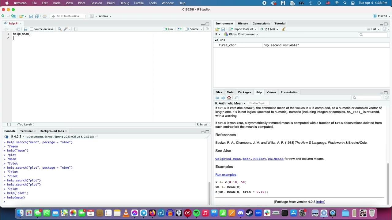 Simple Ways of Getting Help in R using RStudio (CIS 258 C1B1T1 1.2) - YouTube