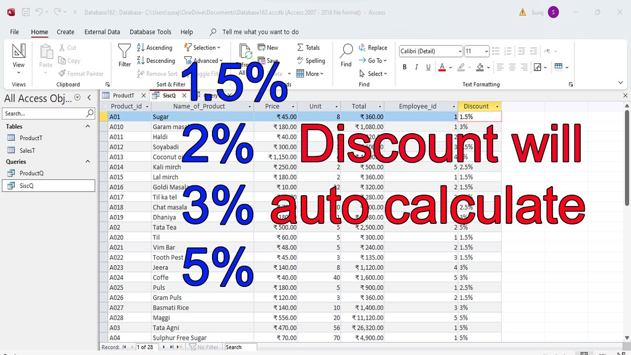 Auto Calculate Discount Software In Ms Access Computerexcelsolution Youtube