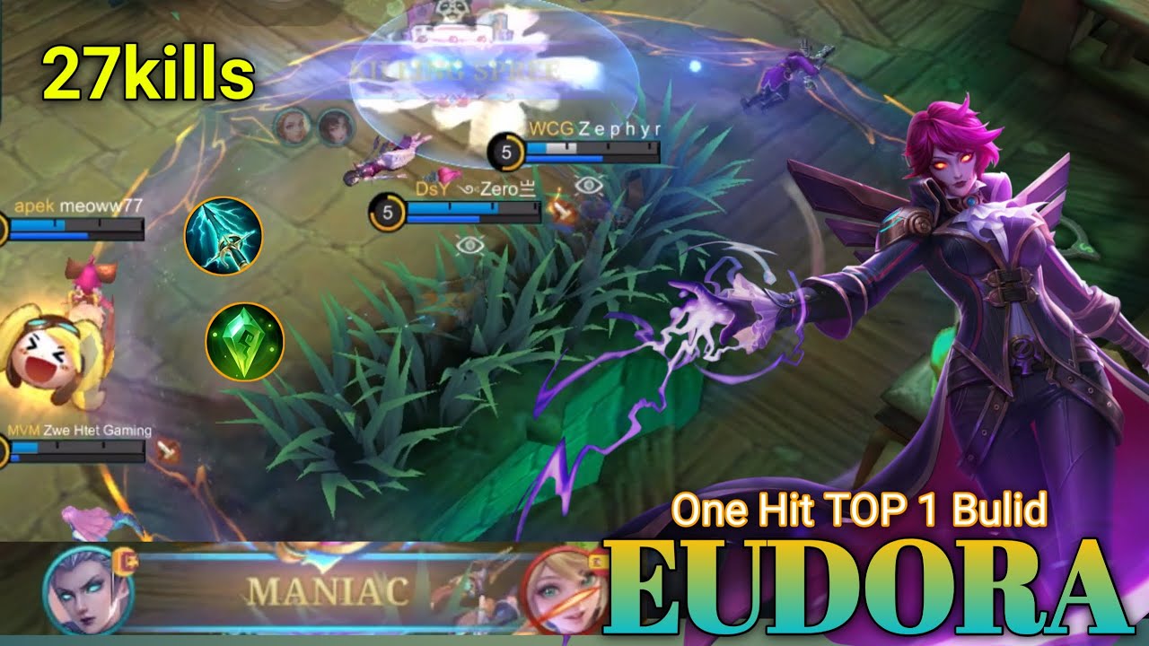 Eudora One Hit Build 2024😍Maniac + 27kills..! Top 1Global Build~MLBB ...