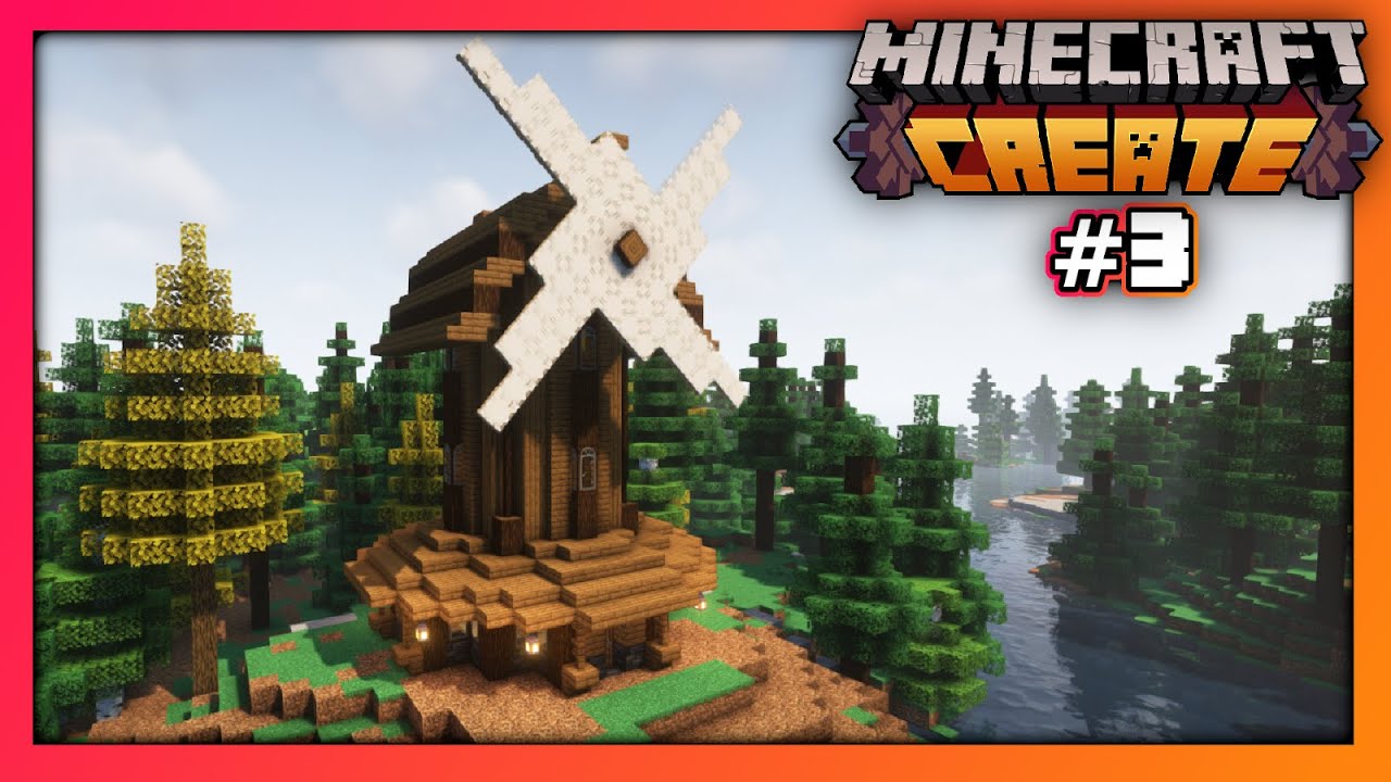 GROßES WINDRAD bringt uns erste ENERGIE 🔸 Minecraft Create #03 - YouTube