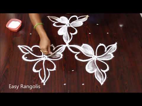Simple rangoli 7 dots | Simple Rangoli design | Easy rangoli designs ...