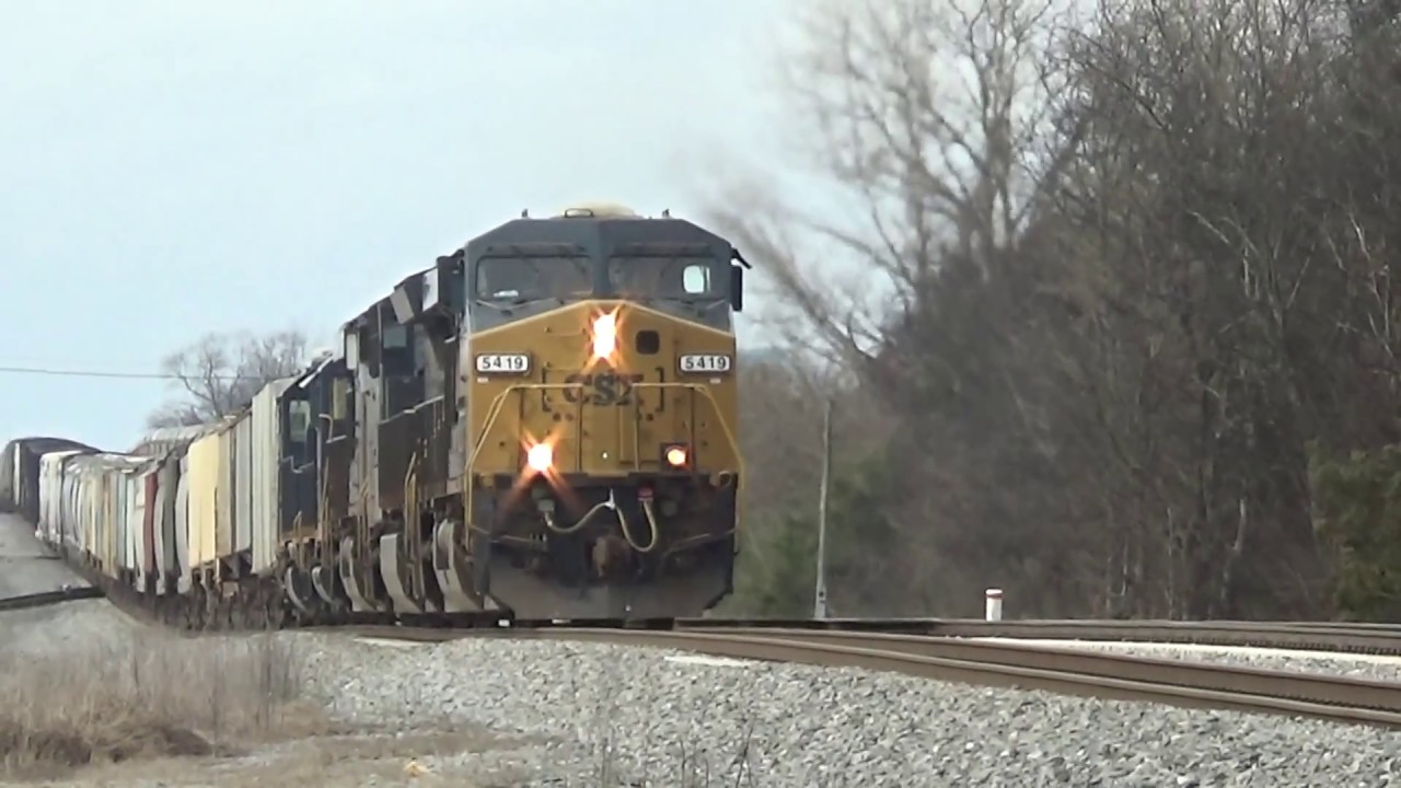CSX 5419 with Slug Set Lead a Manifest on 2/24/18 - YouTube