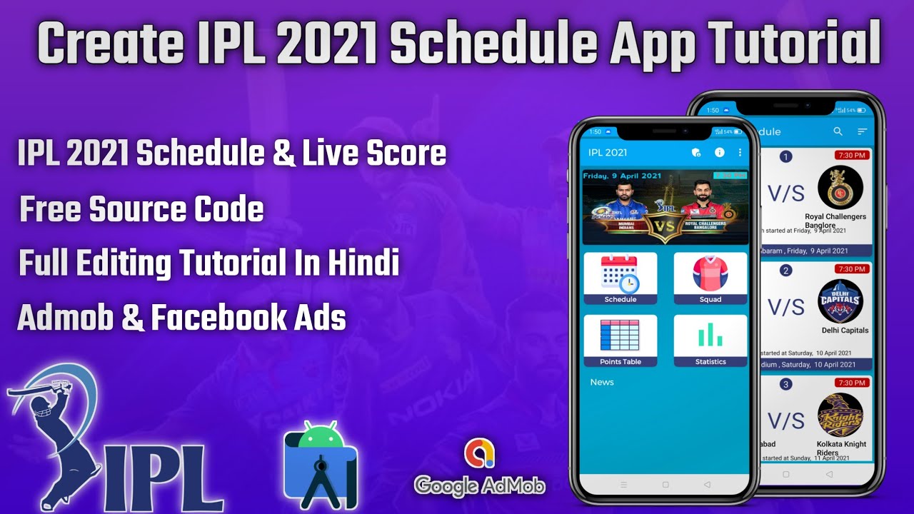 Create IPL 2021 App | IPL 2021 Schedule & Point Table App Create | Free ...