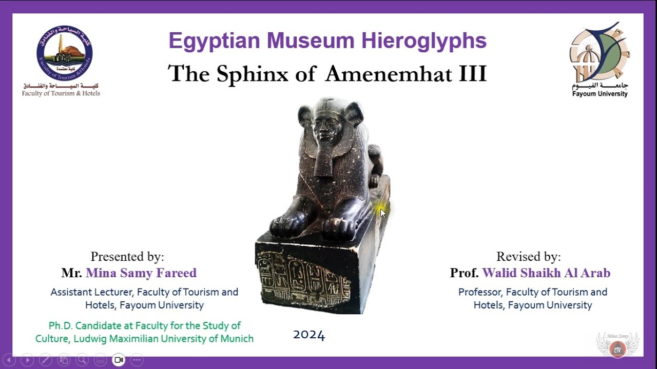 A Sphinx Statue of Amenemhat III Hieroglyphs at the Egyptian Museum ...
