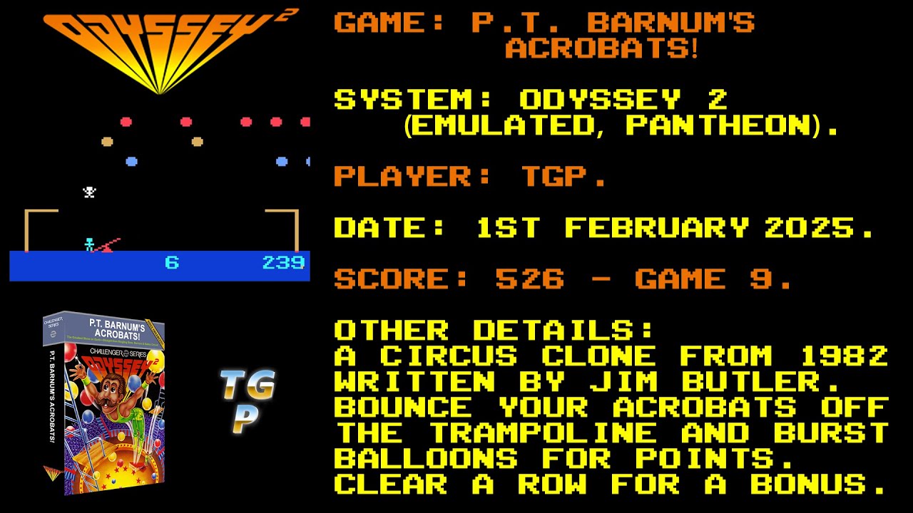 Acrobats - Odyssey 2 / Philips G7000 - Emulated (Pantheon) - Game 9 ...