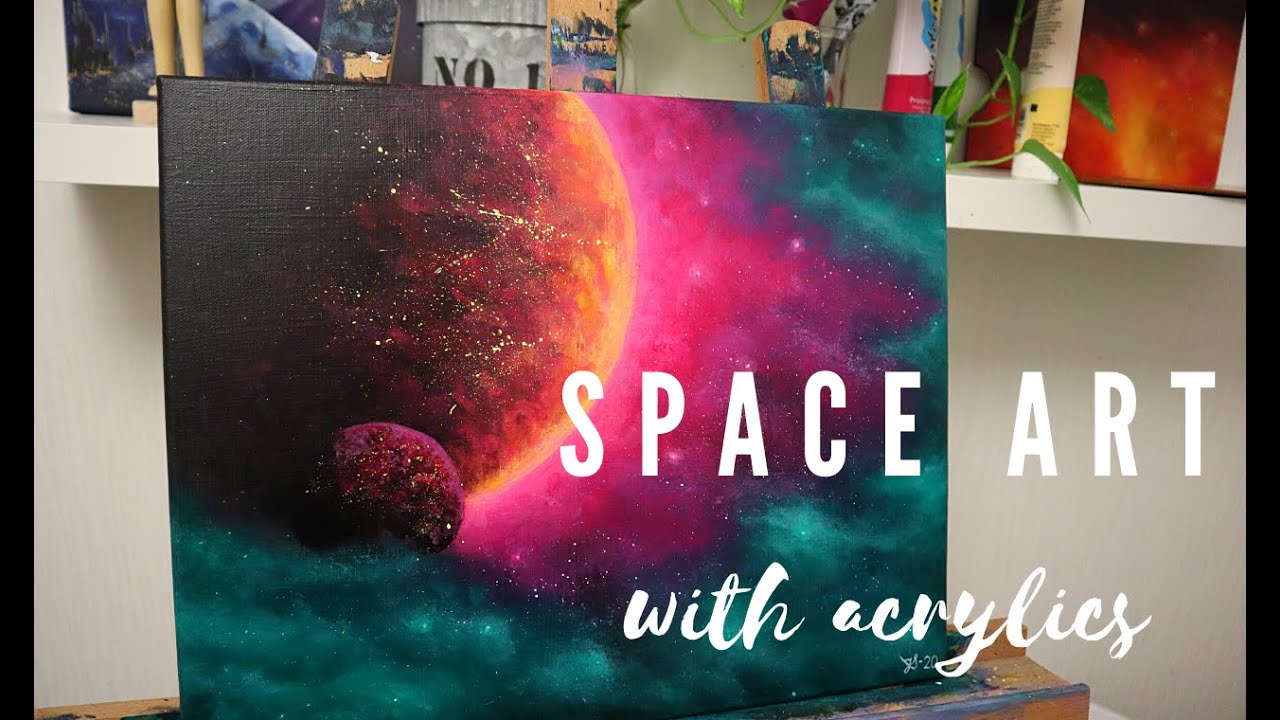 Painting planets in space | Acrylic painting time lapse (space art ...