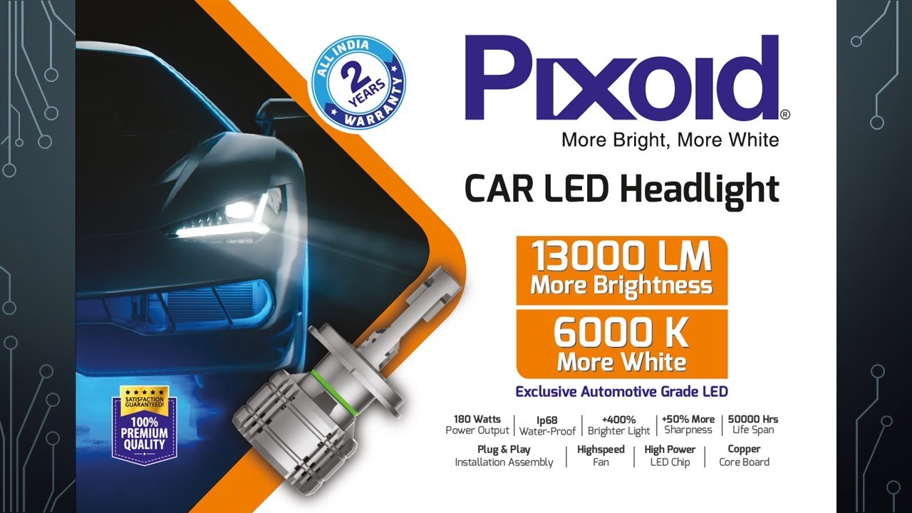 Pixoid Best Car LED Headlights I 180 Watts I 13000 Lumens I 6000 Kelvin ...