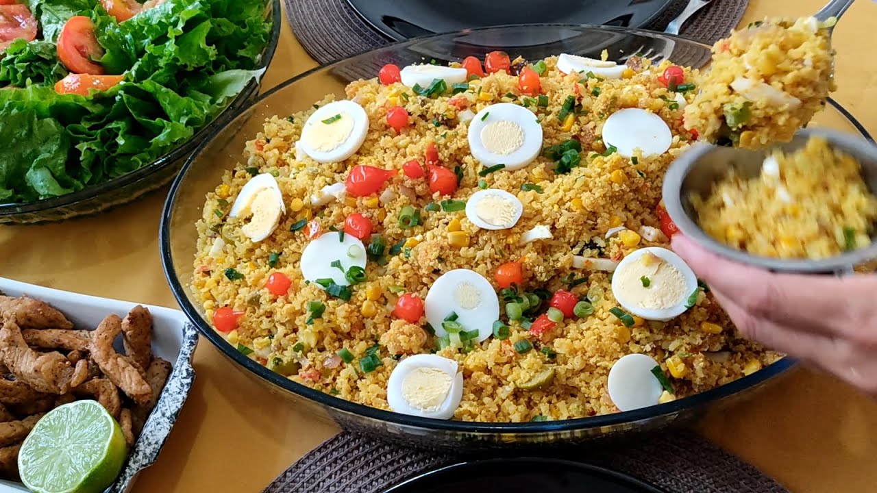 ARROZ COM FAROFA PARA CHURRASCO - YouTube