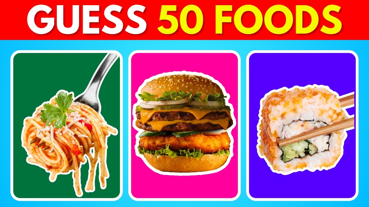 Can You Guess All The 50 FOODS🍕🥤 | Food Quiz (Easy, Medium, Hard) - YouTube