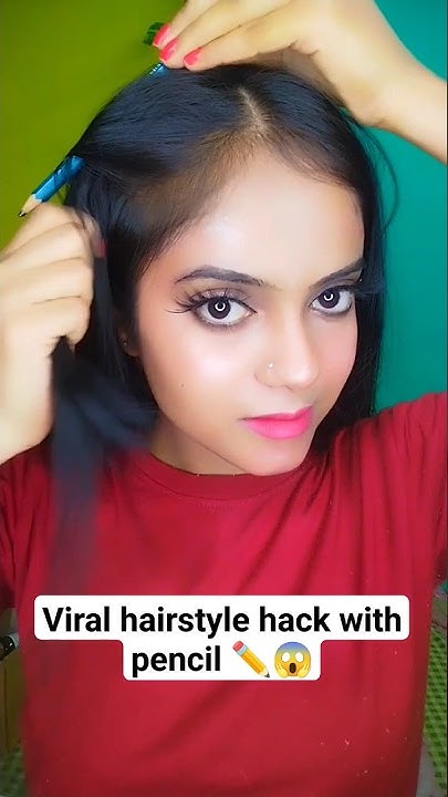 *VIRAL HAIR STYLE HACK WITH PENCIL ️😱. viral hairstyle hack #hairstylehack #shortsviral #shorts ...