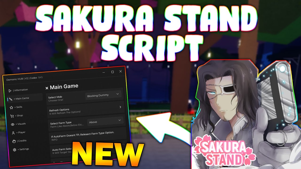 *NEW* Sakura Stand Script (PASTEBIN 2024) (AUTOFARM, AUTO SKILLS, MISC ...