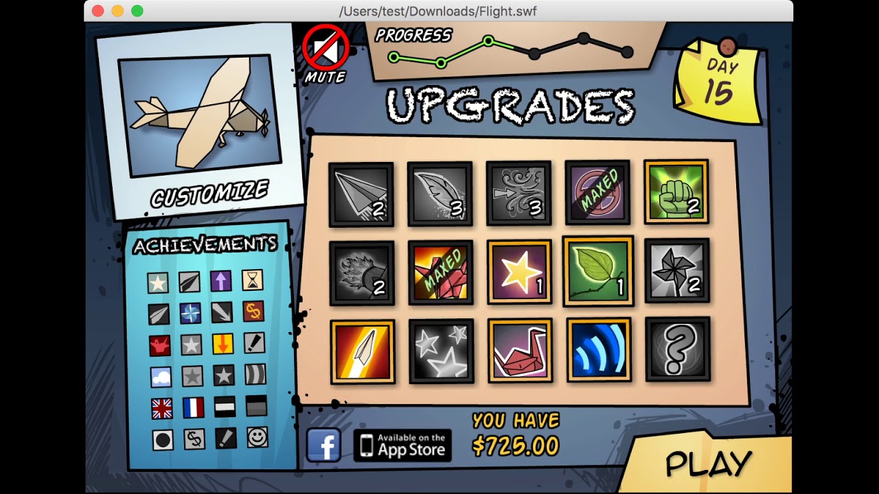 Flight flash game speedrun 100% - YouTube