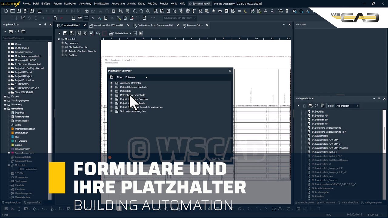WSCAD Tutorial | Formulare und ihre Platzhalter | WSCAD Building ...