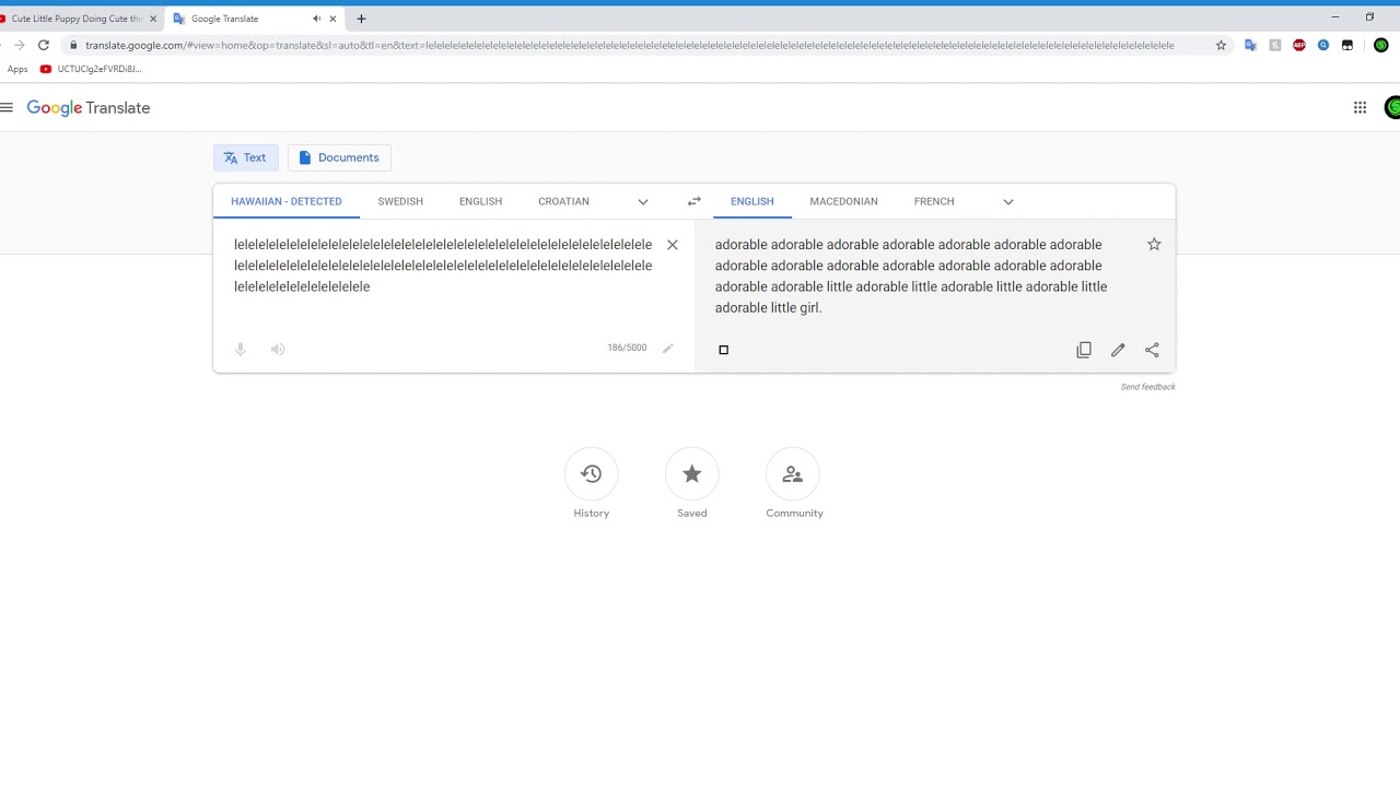Google Translate goes crazy with letter patterns again - YouTube
