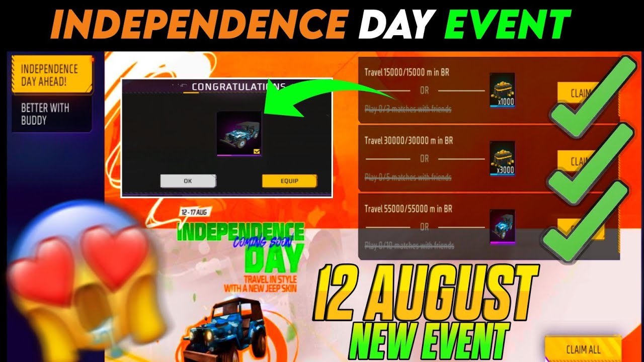 Independence Day Free fire New Event 😍!! 12 August New Event Free fire ...