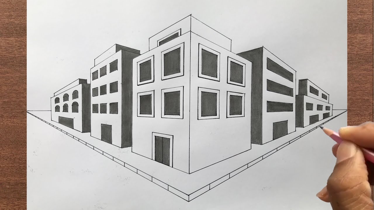 How to Draw a Town in 2-Point Perspective - YouTube