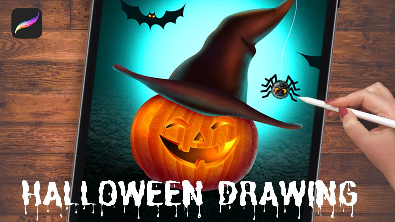 Halloween Art Tutorial // Spooky Pumpkin Step-by-Step Drawing - YouTube
