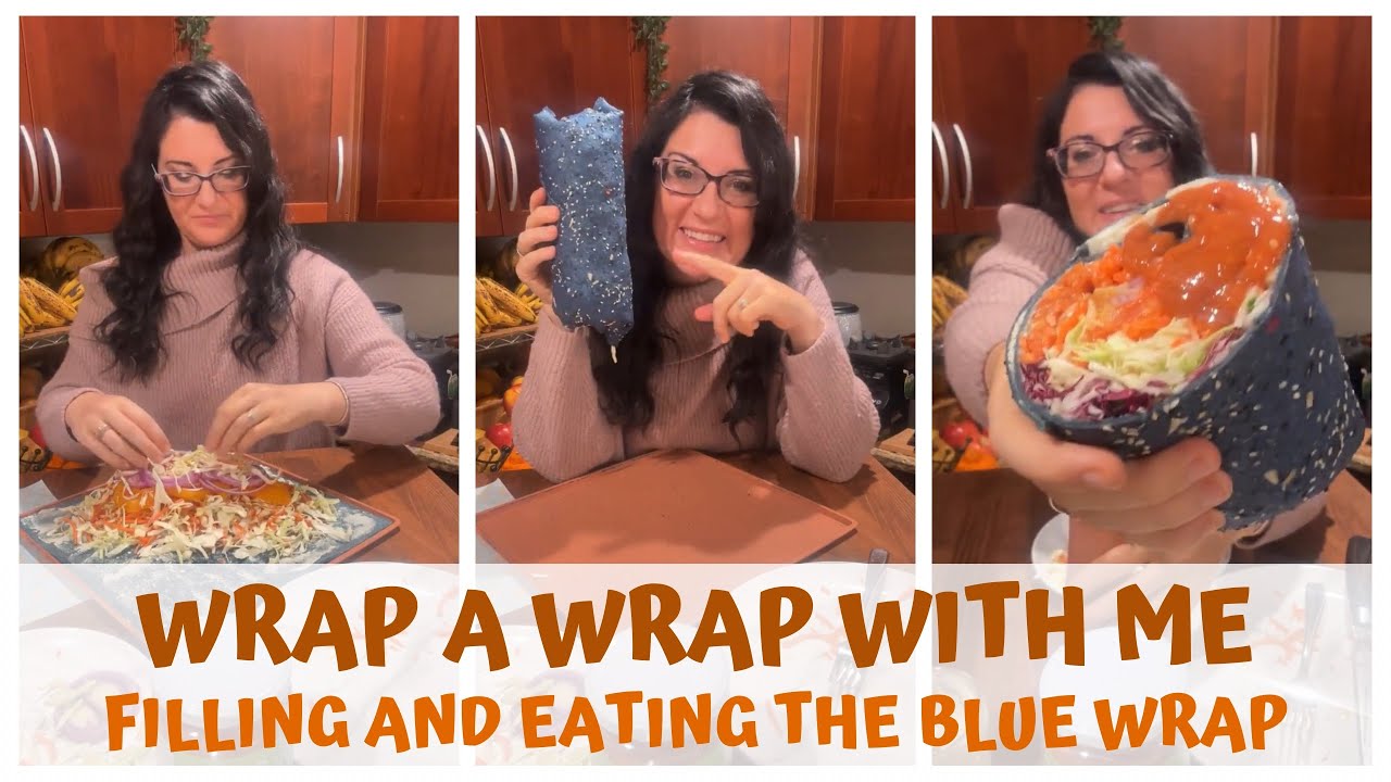 FILL & WRAP the BLUE wraps with me! Raw food gluten free high fiber vegan wraps - YouTube