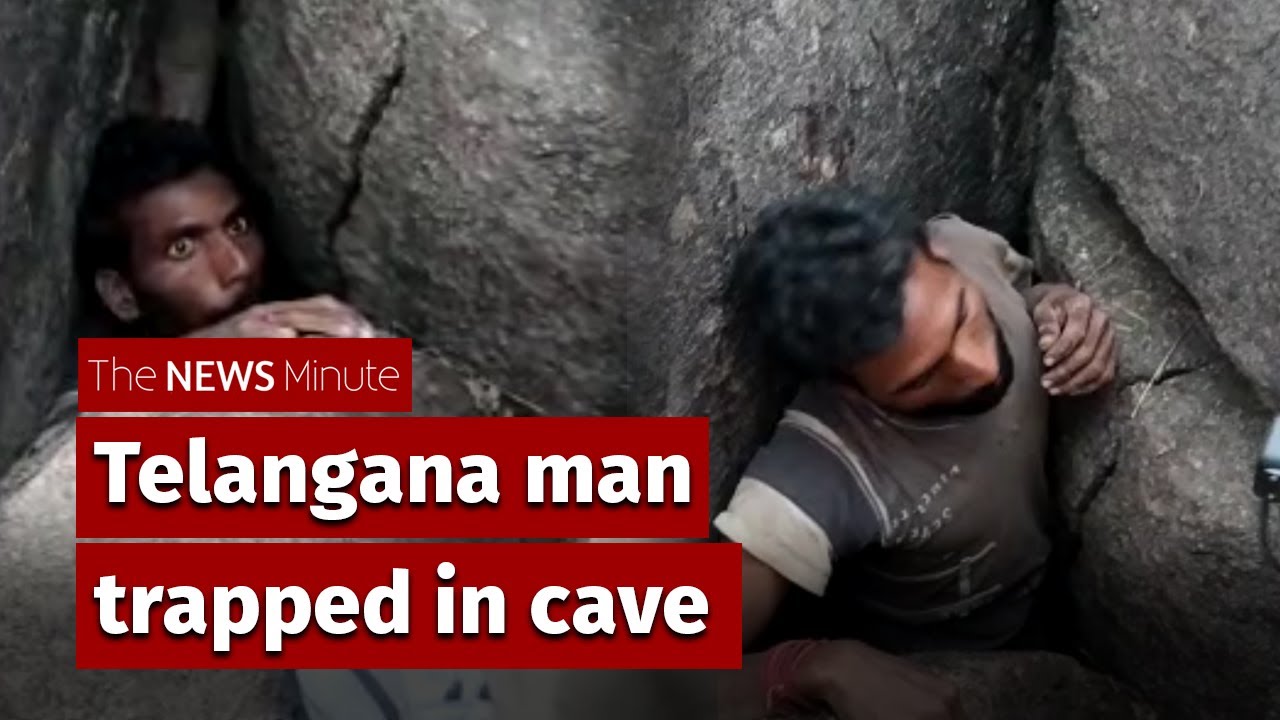 Telangana man trapped between rocks for nearly 48 hours rescued - YouTube