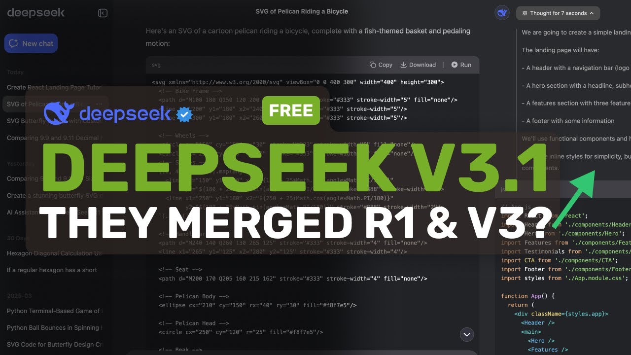 Deepseek V3.1 (0819 - R1 & V3 Merge!?) : They MERGED R1 & V3 into ONE MODEL & MADE IT BETTER ...