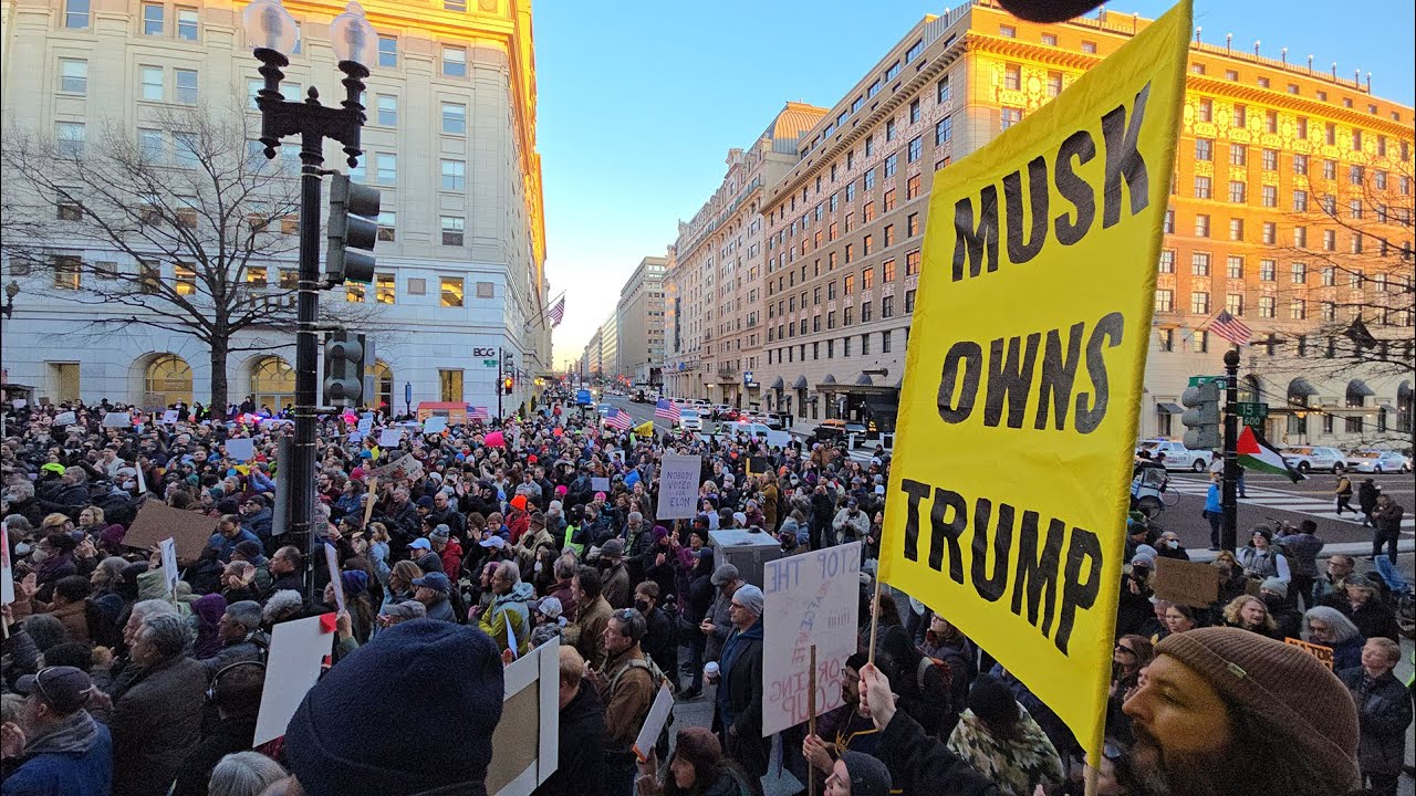 Protest at US Treasury over Musk's access to nation's payment system ...
