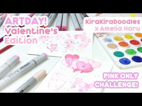 Art Day! Valentine's Edition - KiraKiraDoodles x Amelia Haru ~ PINK ONLY CHALLENGE!