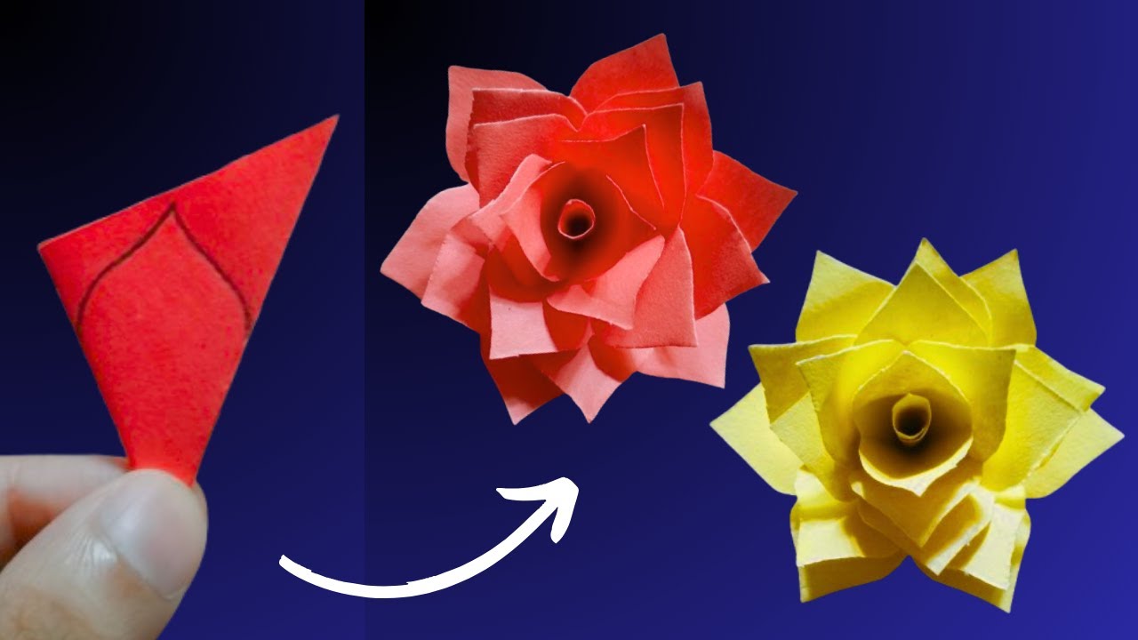 How to make Paper Rose Easy || Diy Rose Flower making tutorial for ...