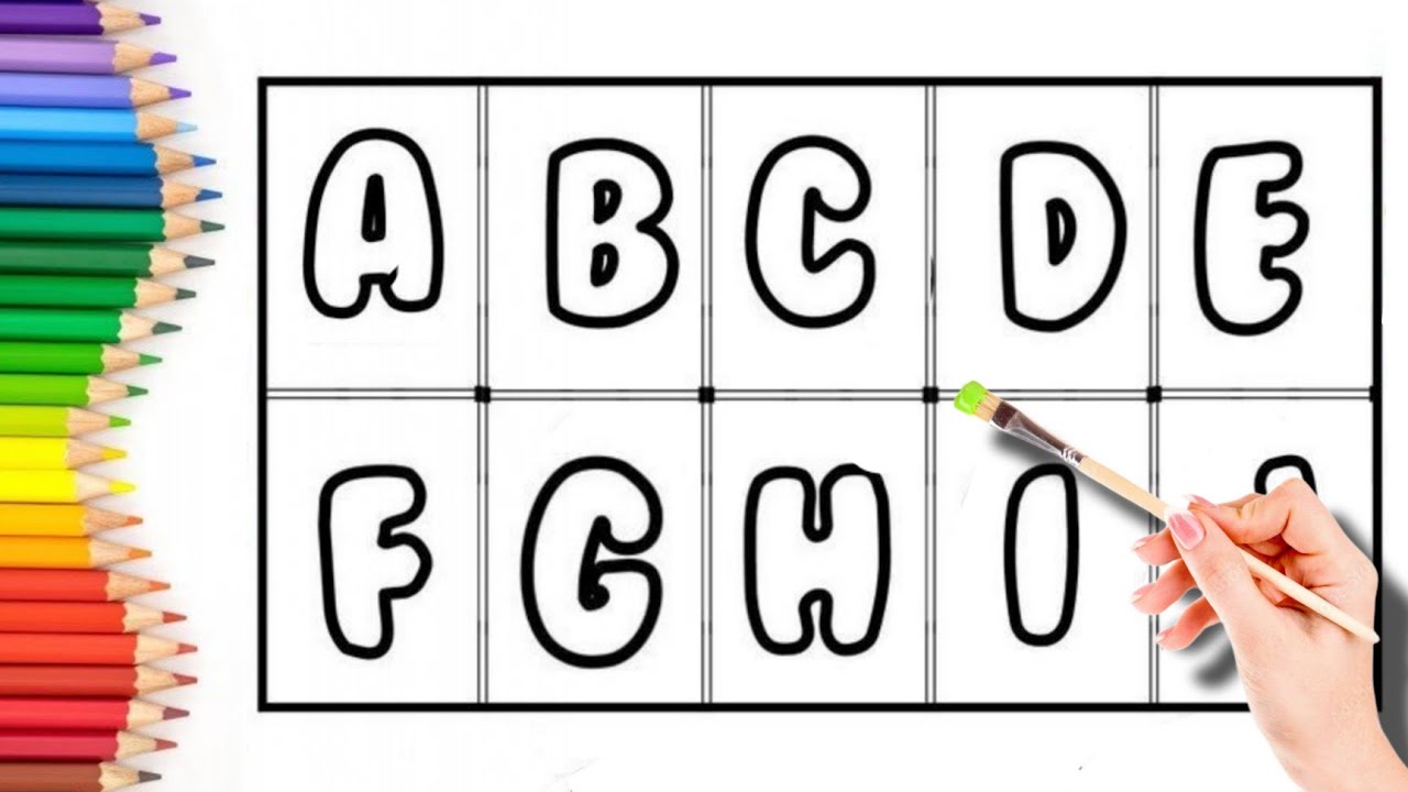 Learn How To Draw And Colour ABCD A To Z | Alphabet Drawing Step By ...