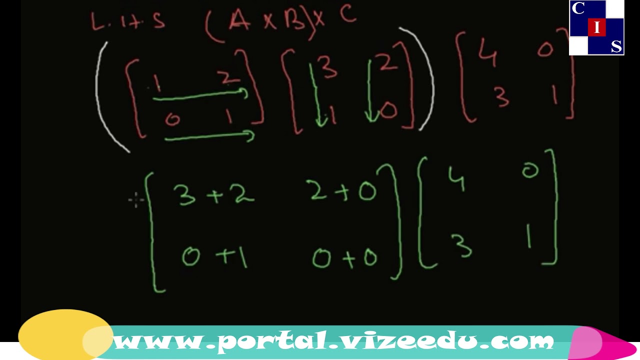 1.4.4: Associative law under Multiplication of matrices, M & D, Math Punjab Level-9 - YouTube