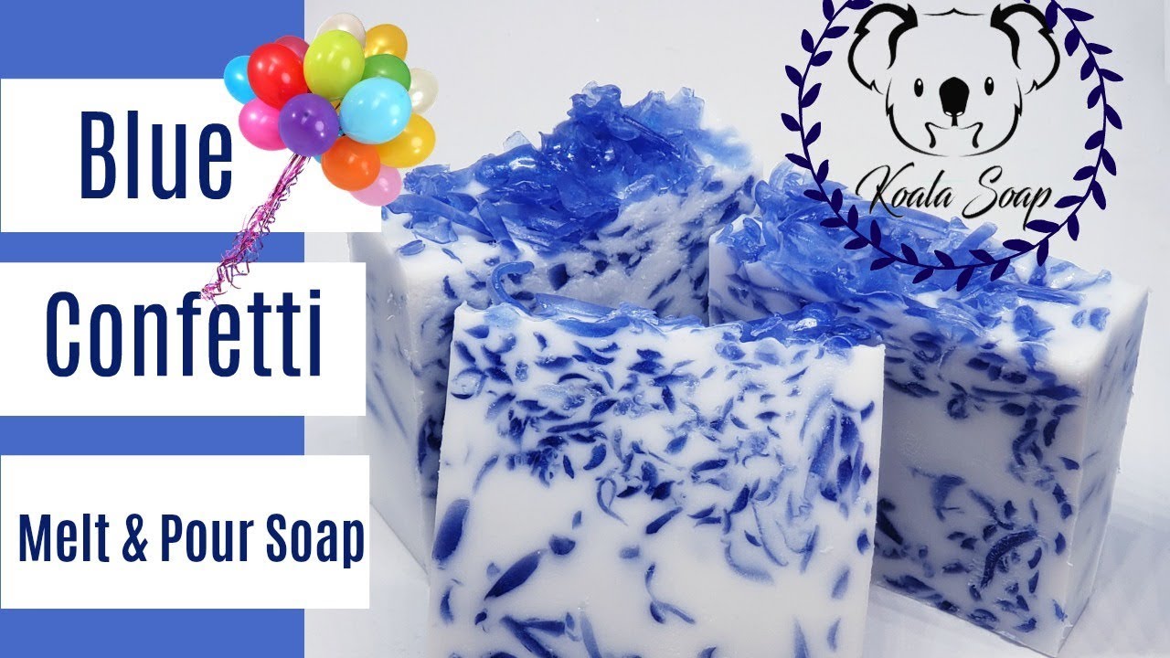 Melt and Pour Soap Making Using Blue Shreds for Confetti Soap - YouTube
