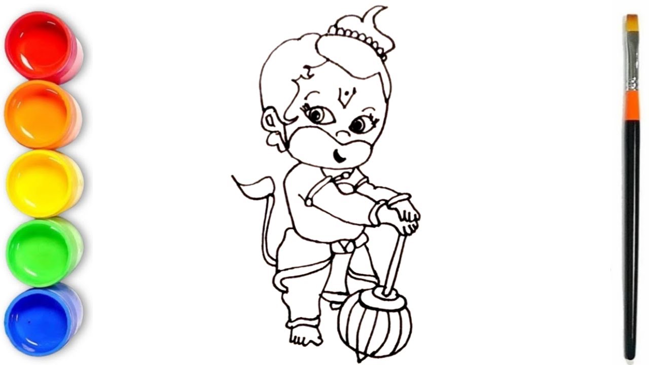 Hanuman Drawing, How to draw Lord Hanuman - YouTube