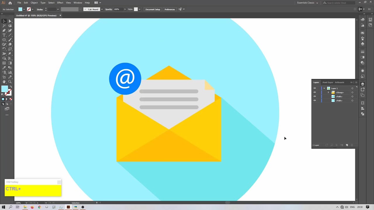 Adobe Illustrator Tutorial - Create Mail Flat Icon - YouTube