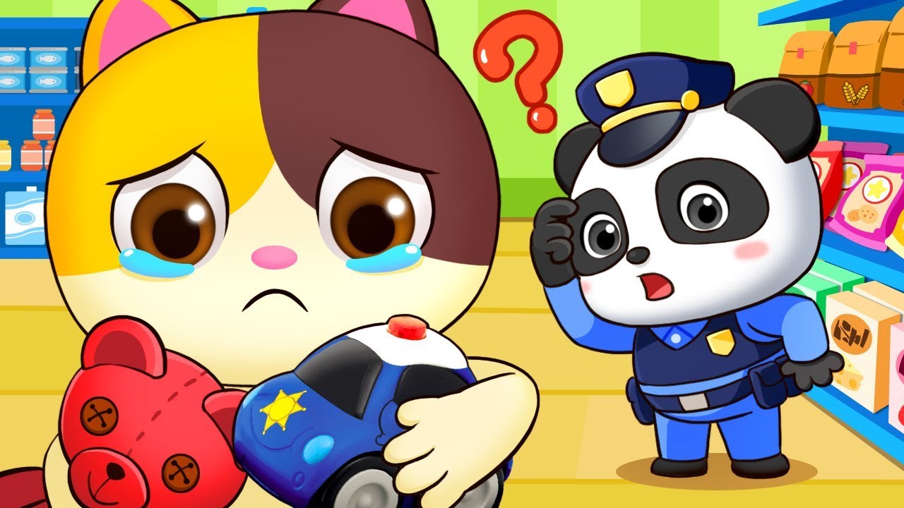Baby Kitten Got Lost in Supermarket | Police Cartoon | Play Safe Song ...