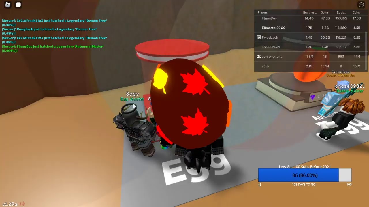 Trying To Hatch Many Legendarys On Bgs (Fall Update) - YouTube