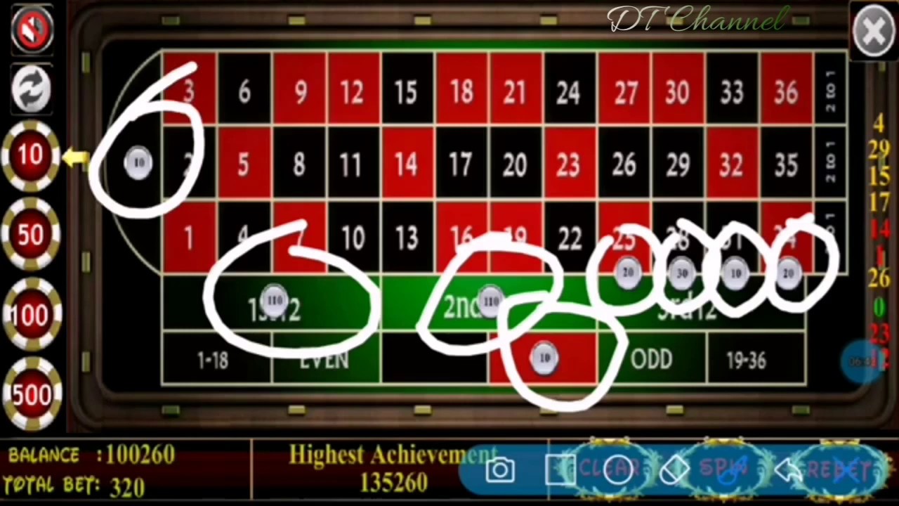 Roulette Four Street & Two Dozen and Red Numbers Tactic - YouTube